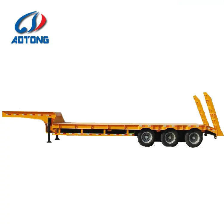 28 tons two speed Yahua / JOST Landing Gear 40 ft 3 axle low bed semi ...
