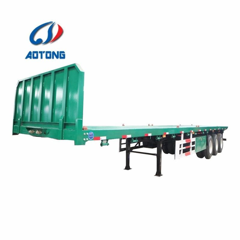 High Bed Container Hauling 3 Axle 40ft Flatbed Semi Trailer with Front ...