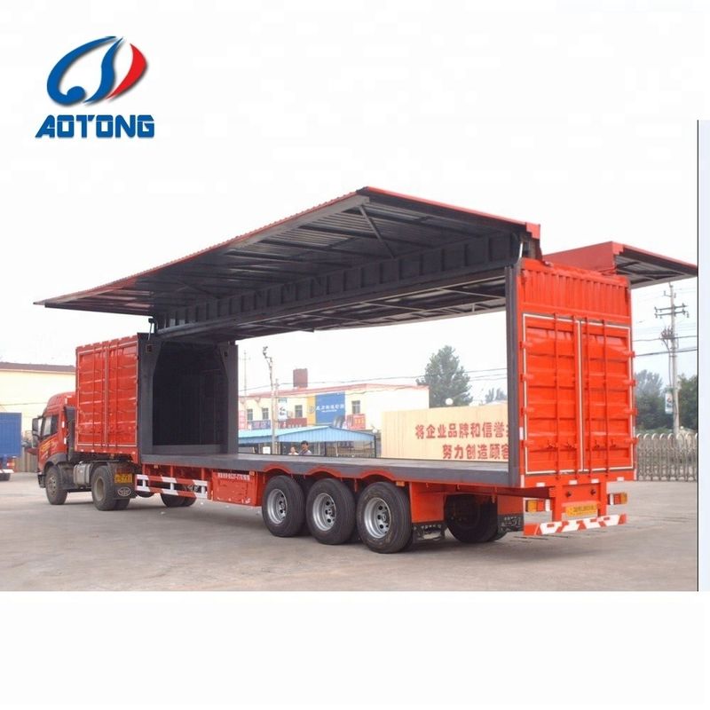 40-50 Tons Tri Axle Hydraulic Wing Opening Box Van Semi Truck Trailer ...