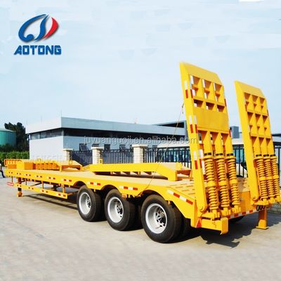 80T Low Bed Semi Trailer Heavy Loader Lowboy Truck Trailers with Custom ...