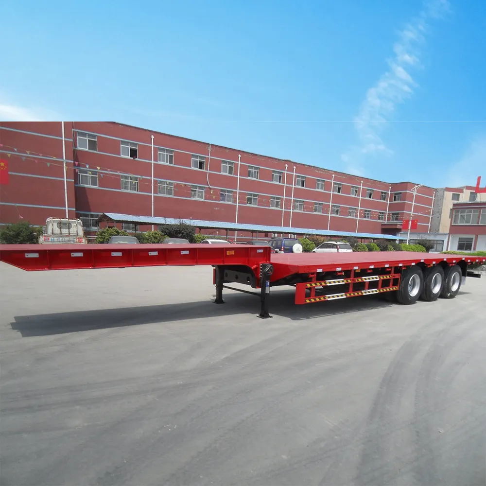 Dual Line Braking System 2 Axle Flatbed Semi Trailer for 20ft 40ft 43ft ...