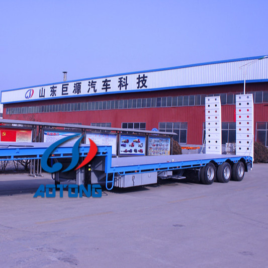 Max Payload 120 Tons Tri-axles Heavy Duty Lowbed Semi Trailer with Ramp ...