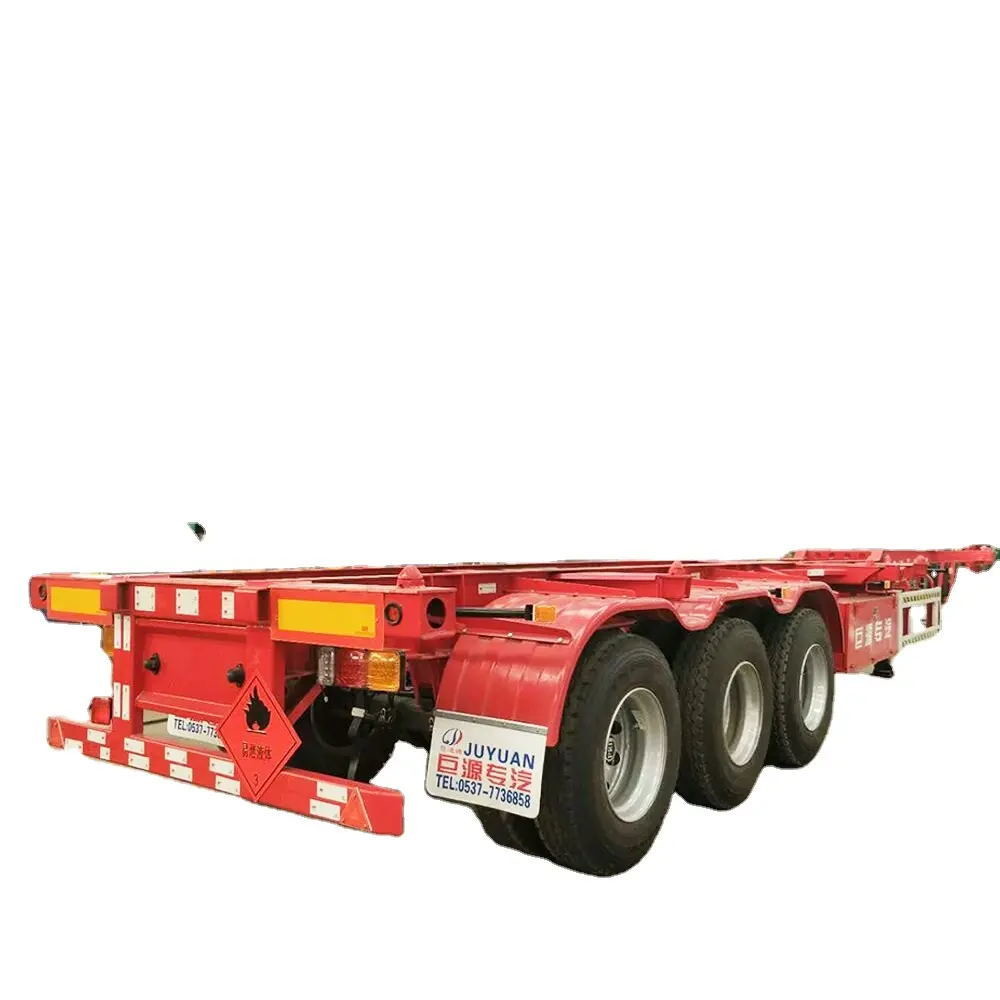 Madagascar Flatbed 3 Axles Container Shipping Tandem Skeleton Semi ...