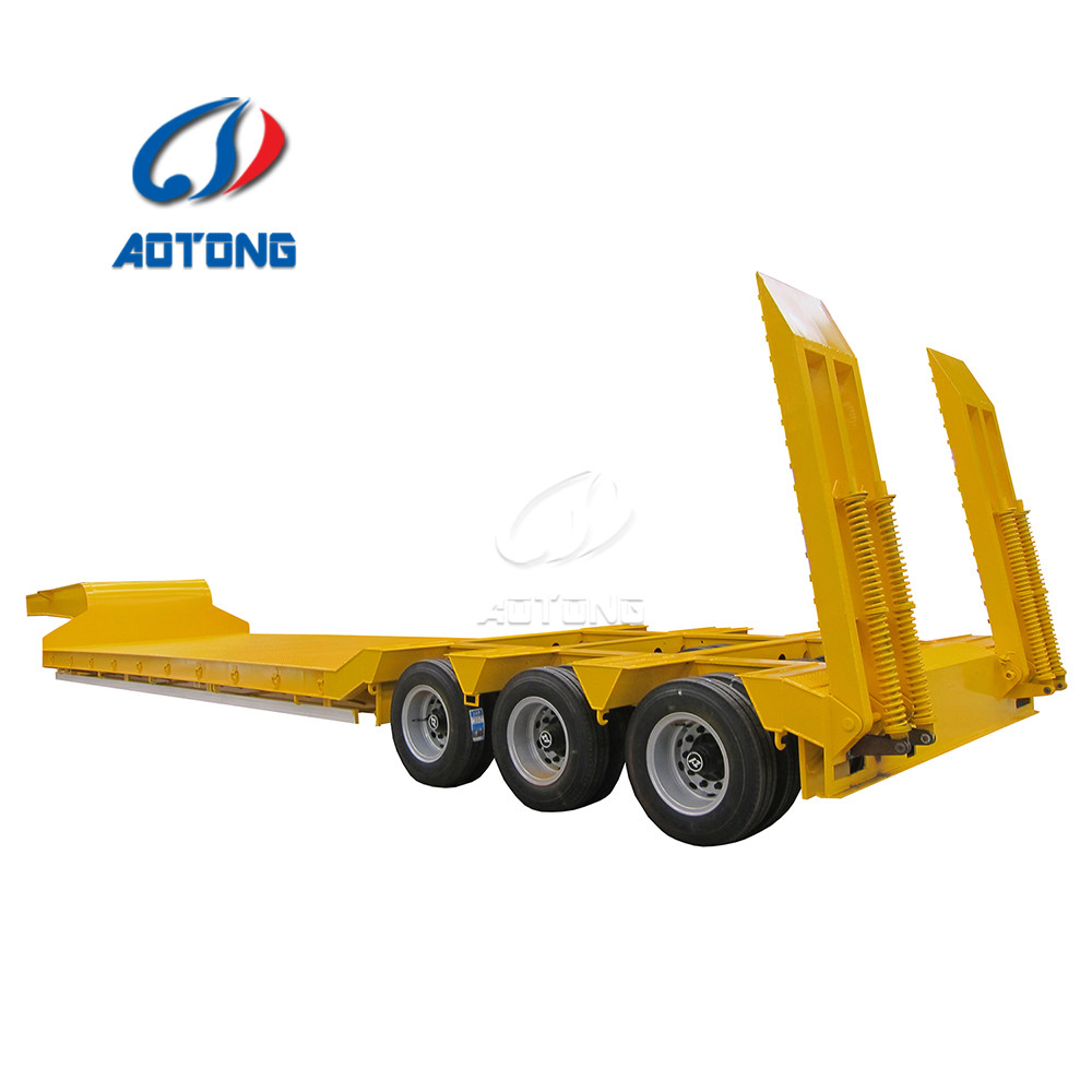 40t-120t Low Bed semi trailers with Mechanical/Hydraulic ladder and ...