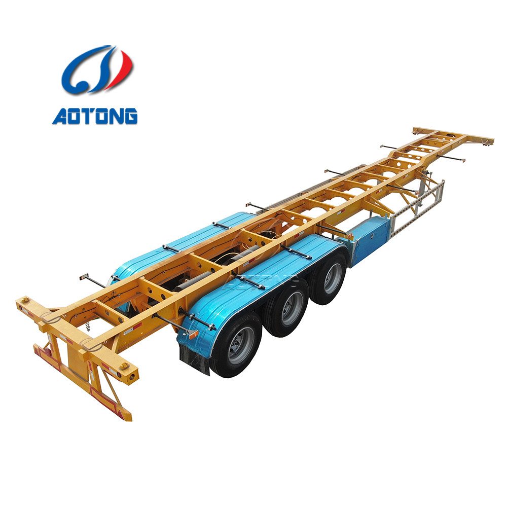 Mechanical suspension AOTONG 3 axles 40ft skeleton dual combo semi ...