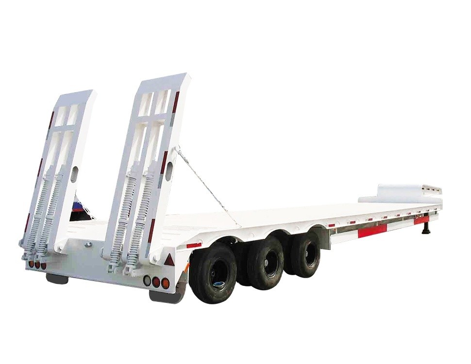 50/60/80/100/120 tons low bed flatbed trailer with 3 axles and Yahua ...