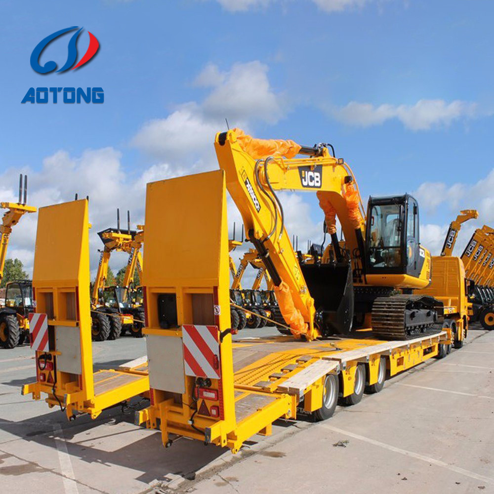 60 Tons 3 Axle Lowbed Loader Low Bed Semi Trailer for Heavy Duty ...