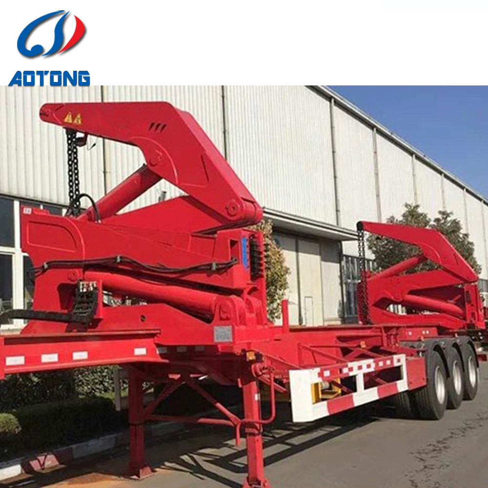3 Axle Self Loading Truck Semi-Trailer Transporting 40ft Container with ...
