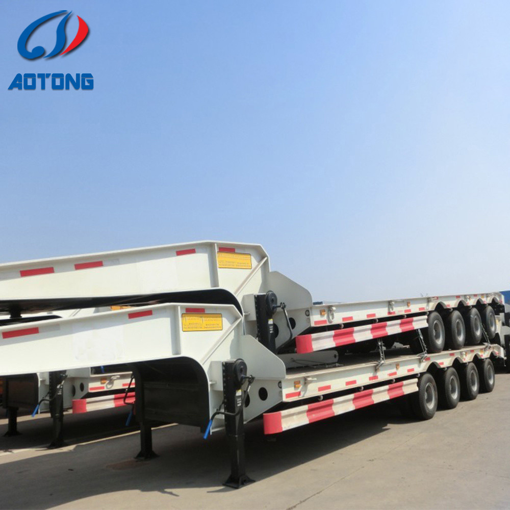Semi-Trailer 4 Axles 13.73m 75 Tons 80ton Lowbed Flat Low Bed Loader in ...