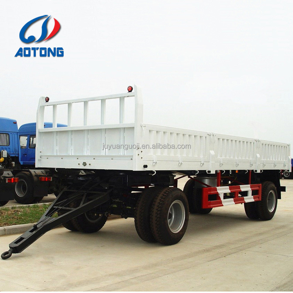 Full Trailer Type 2 Axle Flatbed Draw Bar Cargo Trailers/Box Trailer ...