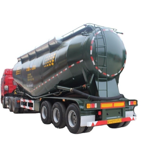 3-Axle Bulk Cement Tanker Semi Truck Trailer with 4'' Rubber Hose ...