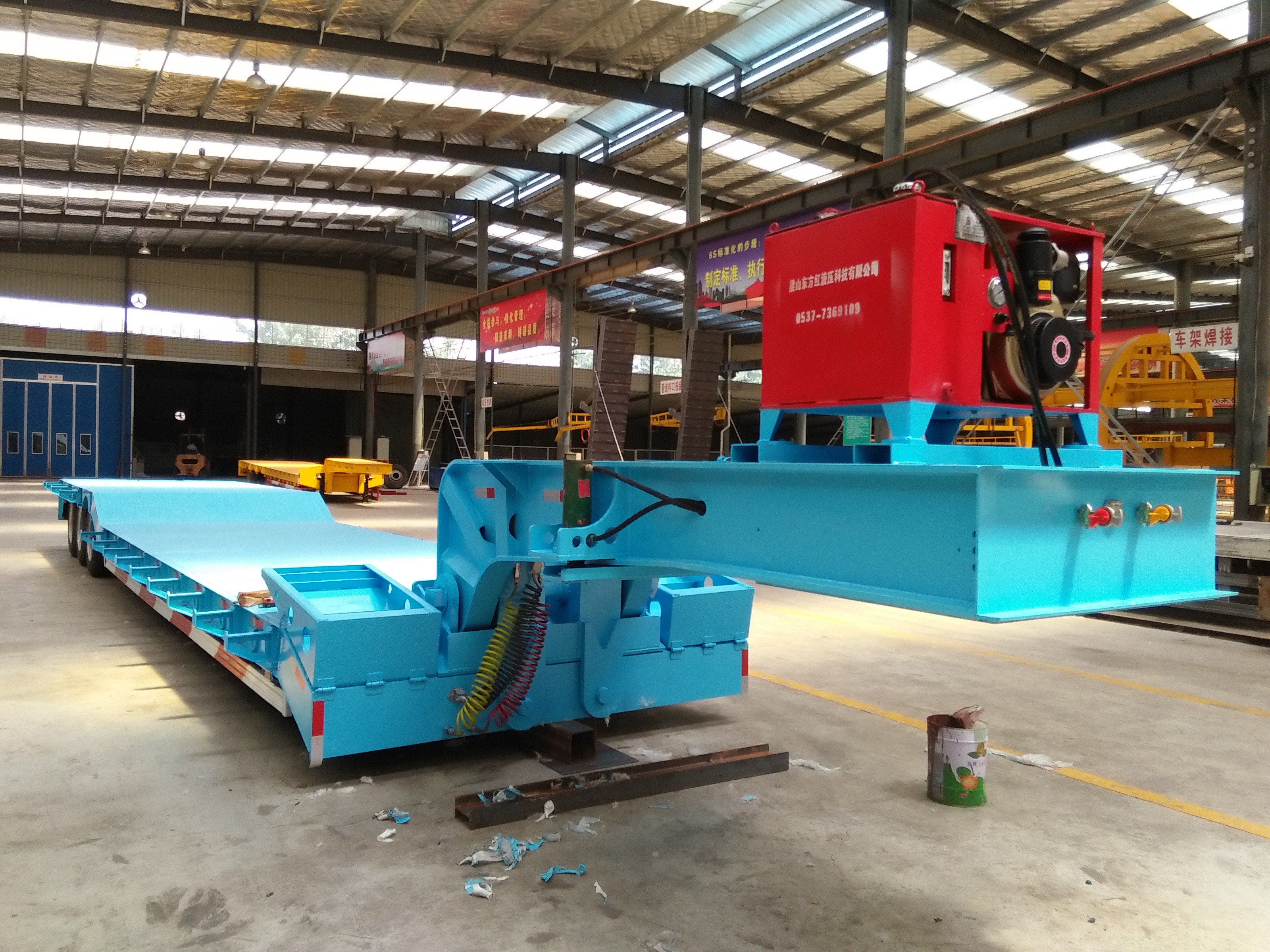 40-80 Ton Loading Spring Suspension Lowbed Semi Trailers For Heavy ...