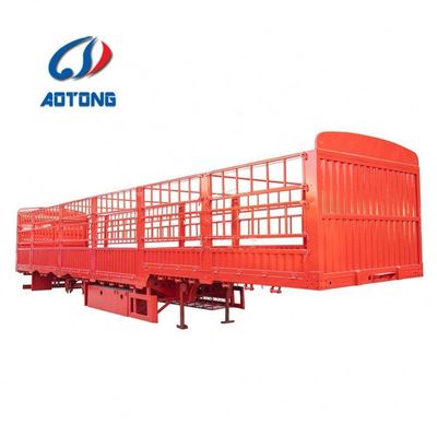3 Axles 60 Tons Truck Open Cargo Flatbed Stake Fence Trailer with 2 ...