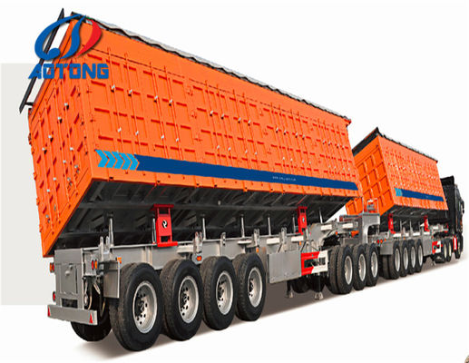 2 3 4 Axle Tractor Semi-Trailer with Side Tipping Dump Truck and ...